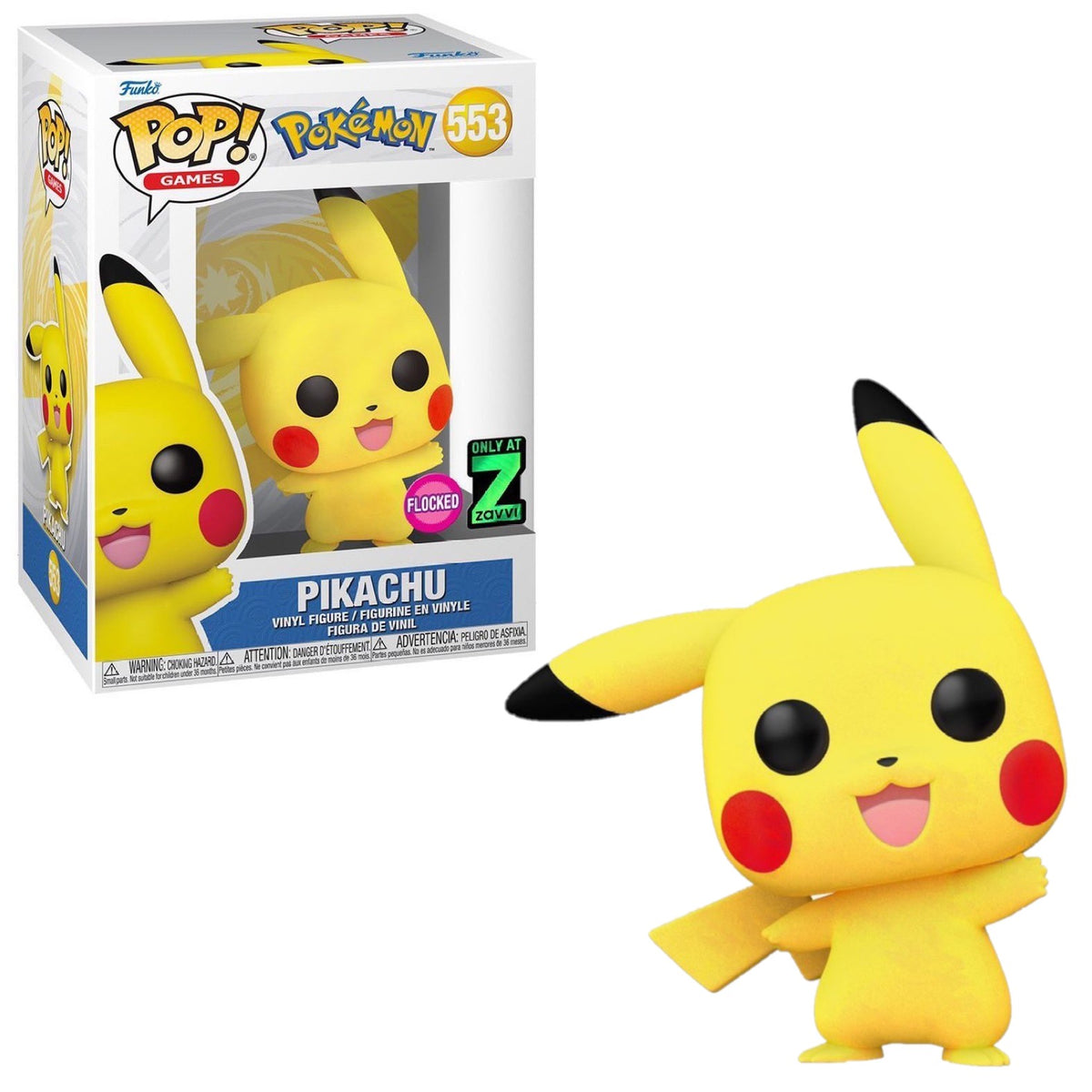 Funko POP! Games Pokemon Pikachu Waving Flocked Zavvi Exclusive DAMAGE ...